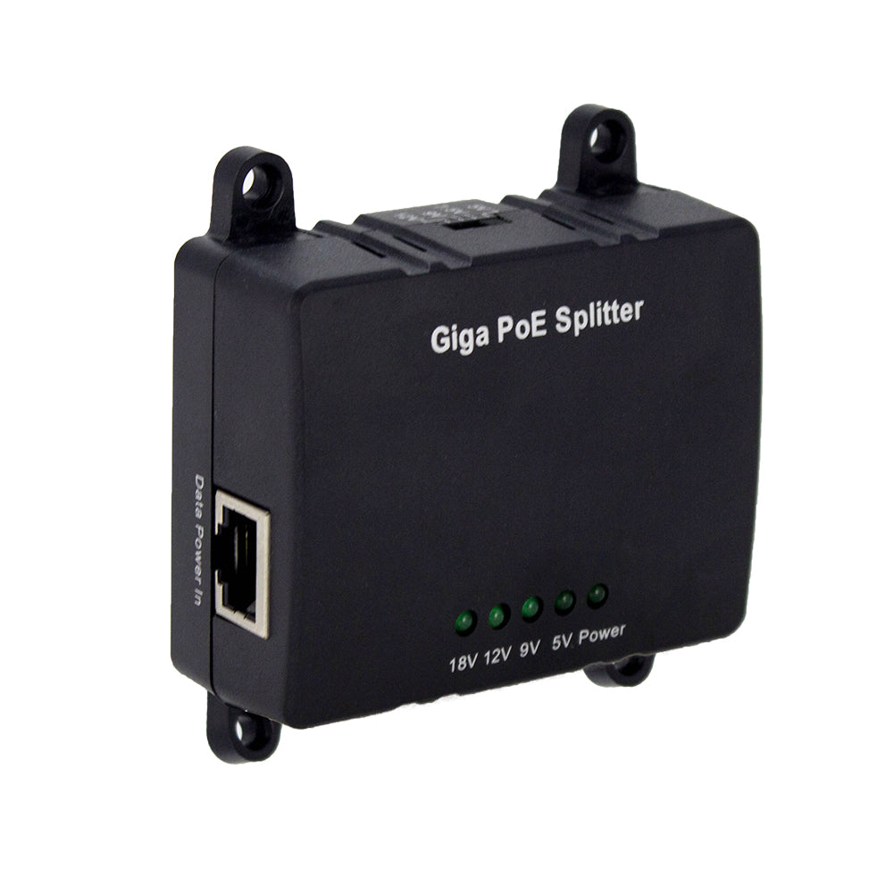 Gigabit PoE Splitter, Wall Mountable, Adjustable Voltage Output, PoE P